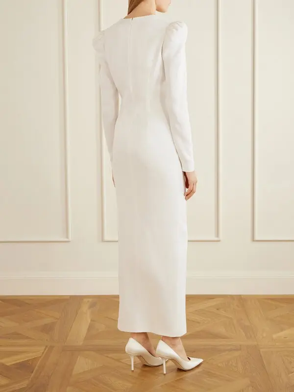 Alessandra Rich Cady Midi Dress With Bow Detail