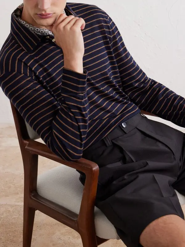 Massimo Alba Raya Striped Cotton-jersey Polo Shirt