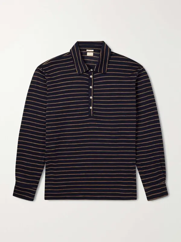 Massimo Alba Raya Striped Cotton-jersey Polo Shirt - Navy