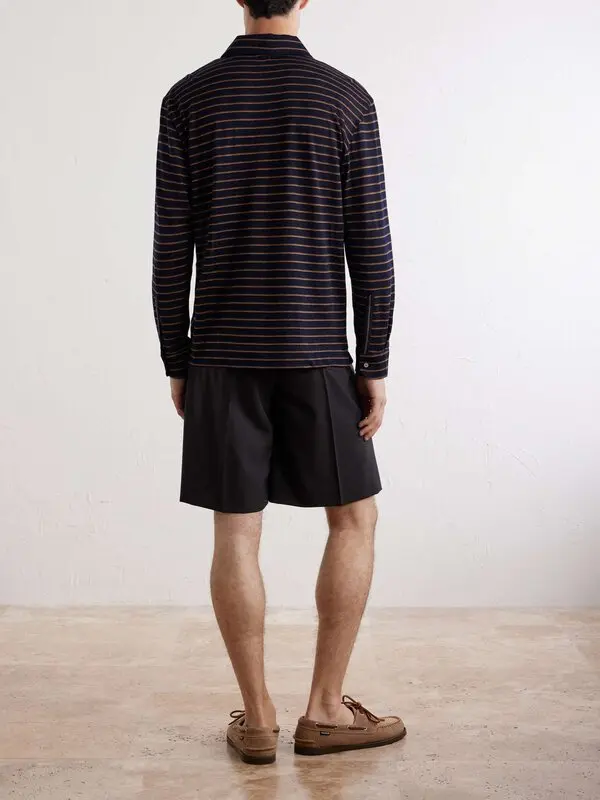 Massimo Alba Raya Striped Cotton-jersey Polo Shirt - Navy