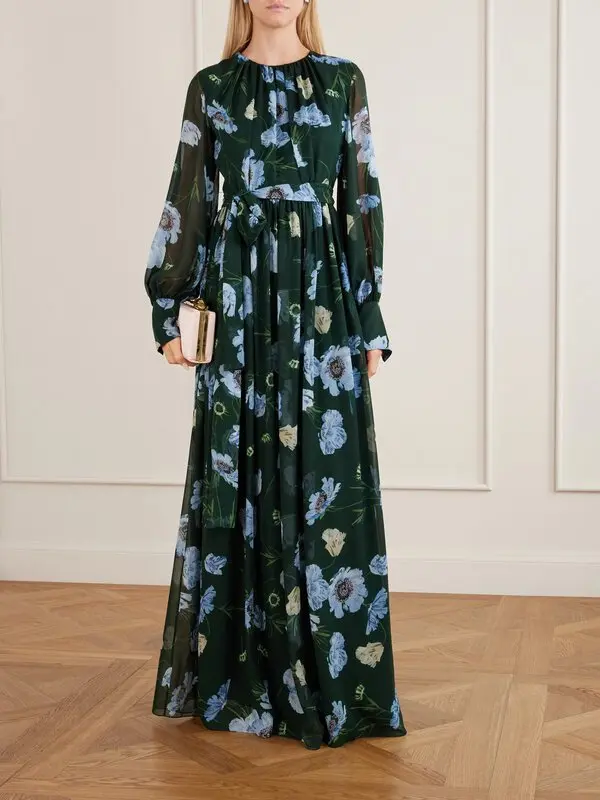 Erdem Floral-printed Silk-voile Maxi Gown