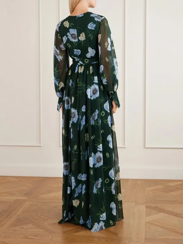 Erdem Floral-printed Silk-voile Maxi Gown