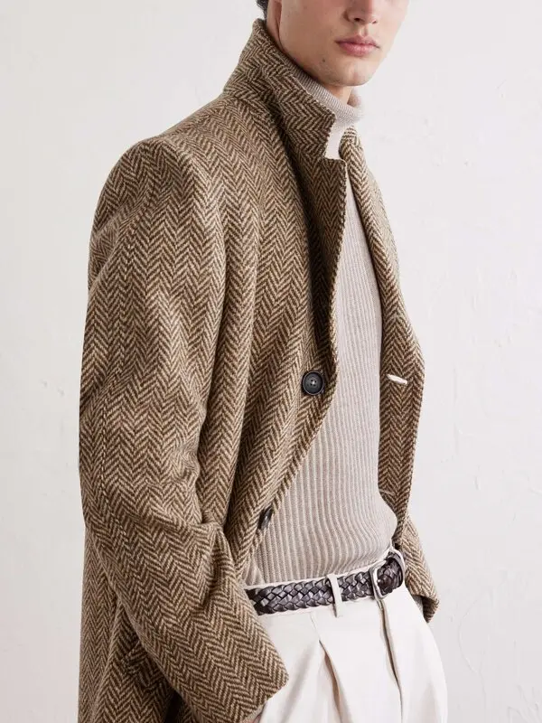 Massimo Alba Mercury Herringbone Virgin Wool Coat