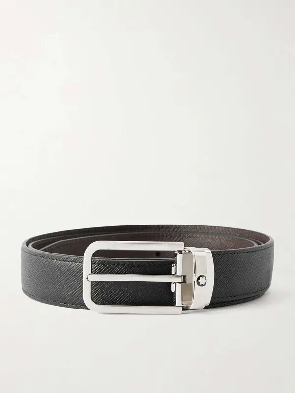 Montblanc 3cm Leather Belt - Black