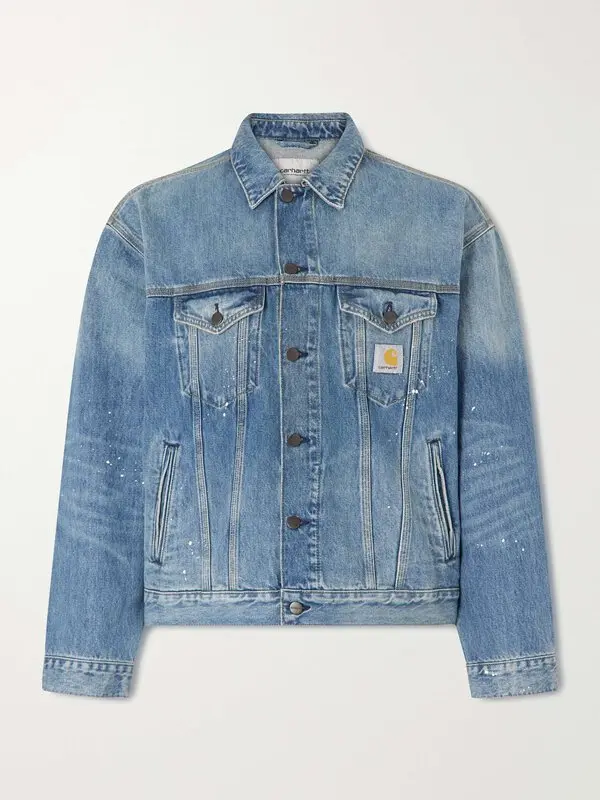 Carhartt Work In Progress Helston Paint-splattered Denim Jacket - Blue