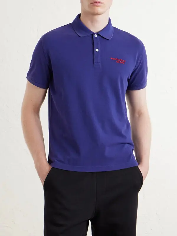 Acne Studios Logo-embroidered Cotton-piqué Polo Shirt - Blue