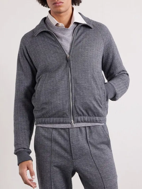 TOM FORD Herringbone Zip-up Jacket