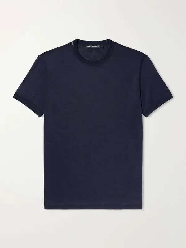 Dolce & Gabbana Silk-jersey T-shirt - Navy