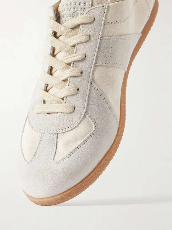 MAISON MARGIELA Replica Suede-trimmed Leather Sneakers