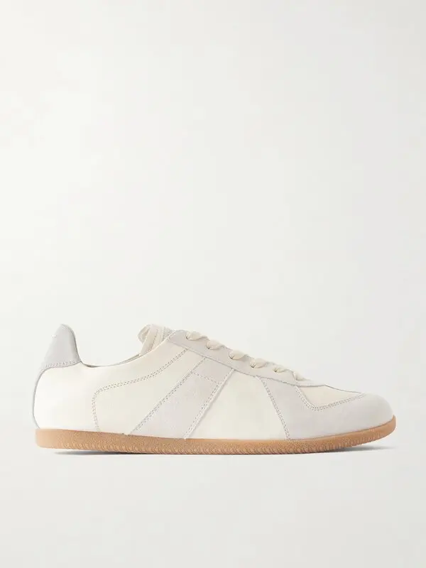 MAISON MARGIELA Replica Suede-trimmed Leather Sneakers - Neutrals