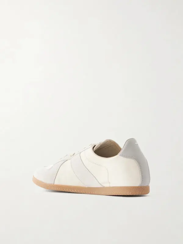 MAISON MARGIELA Replica Suede-trimmed Leather Sneakers - Neutrals