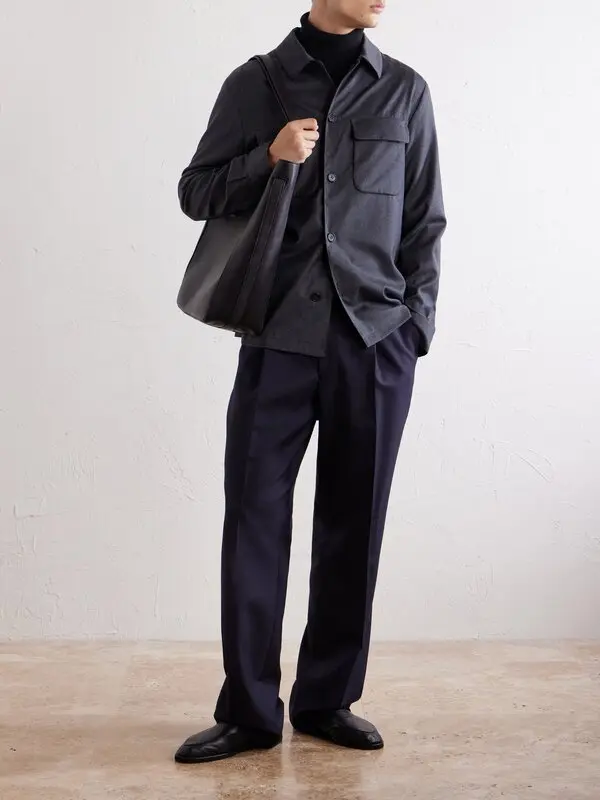 SLOWEAR Stretch-wool Flannel Overshirt