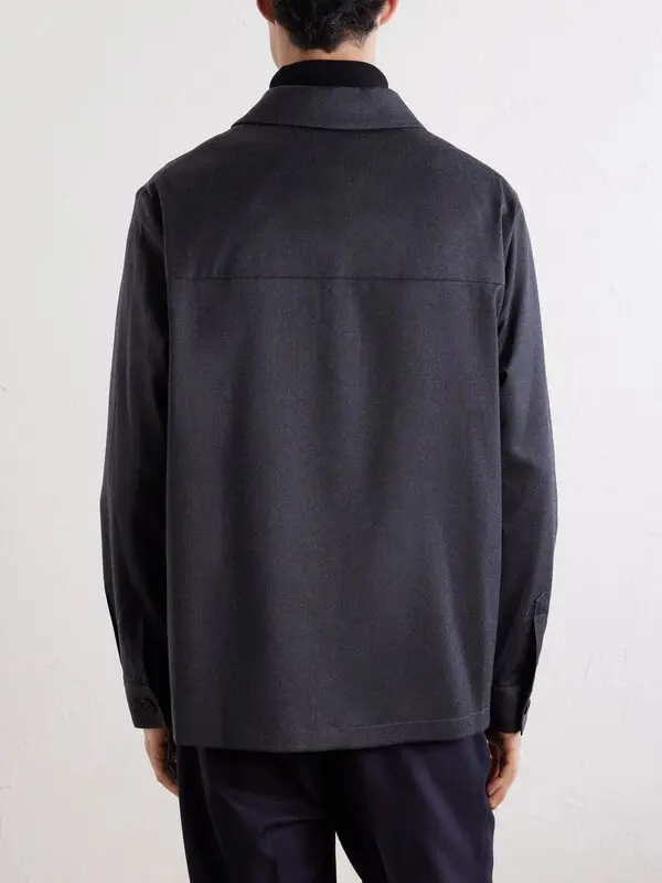 SLOWEAR Stretch-wool Flannel Overshirt