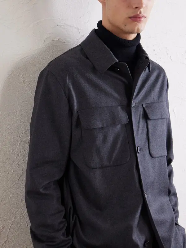 SLOWEAR Stretch-wool Flannel Overshirt