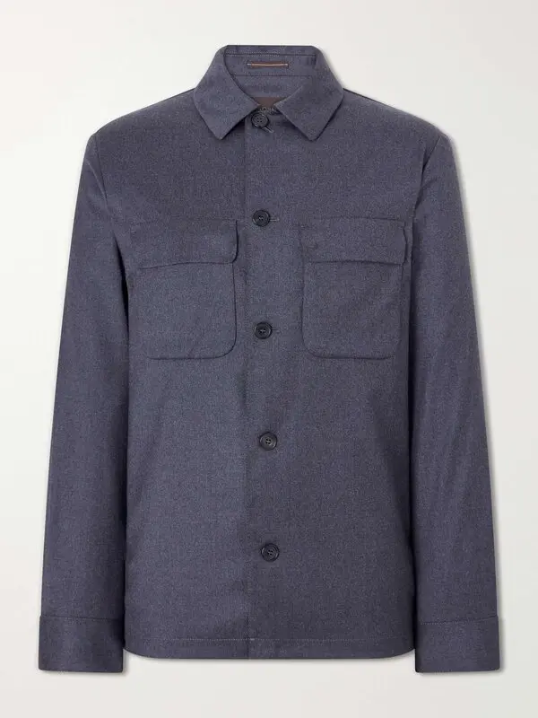 SLOWEAR Stretch-wool Flannel Overshirt