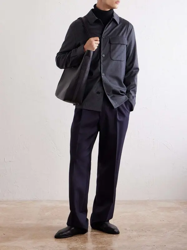 SLOWEAR Stretch-wool Flannel Overshirt