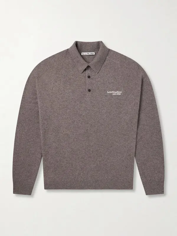 Acne Studios Oversized Logo-embroidered Wool And Yak-blend Polo Sweater