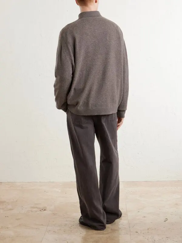 Acne Studios Oversized Logo-embroidered Wool And Yak-blend Polo Sweater