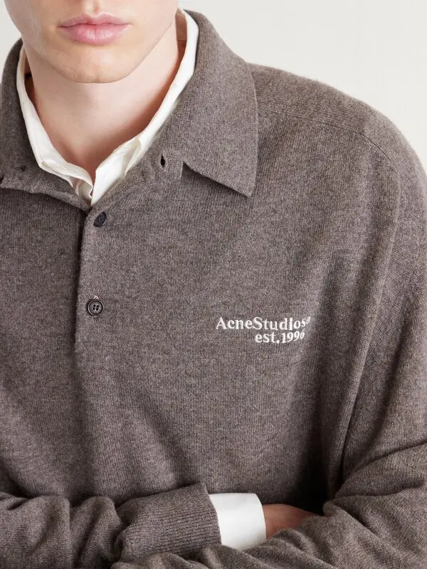 Acne Studios Oversized Logo-embroidered Wool And Yak-blend Polo Sweater