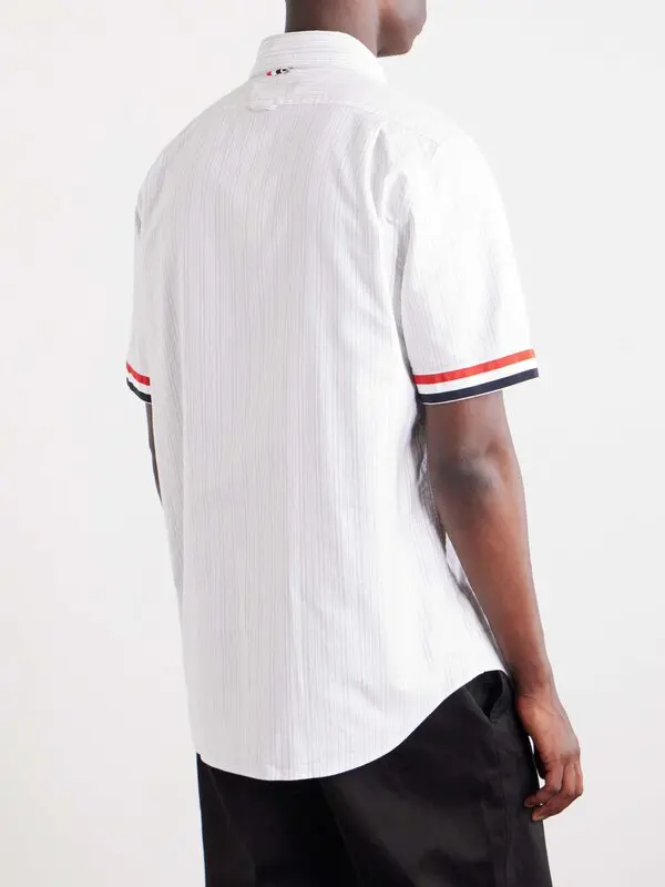 Thom Browne Logo-appliquéd Striped Cotton-oxford Shirt