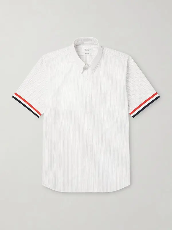 Thom Browne Logo-appliquéd Striped Cotton-oxford Shirt