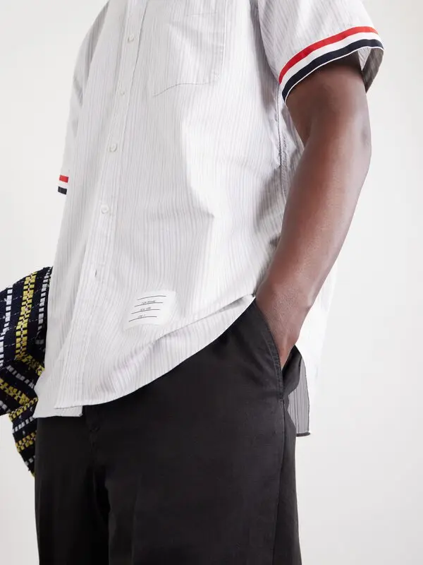 Thom Browne Logo-appliquéd Striped Cotton-oxford Shirt