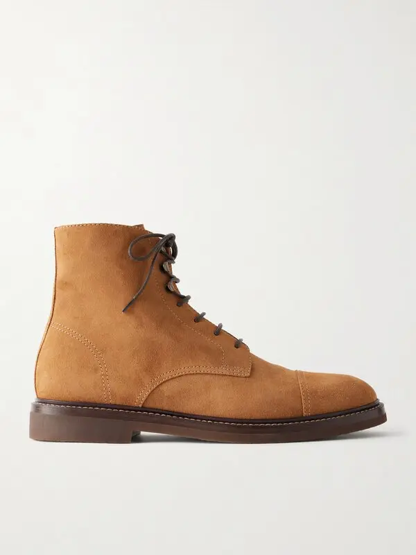 Brunello Cucinelli Suede Lace-up Boots - Brown