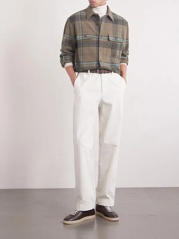 Ralph Lauren Purple Label Checked Wool And Cashmere-blend Flannel Overshirt