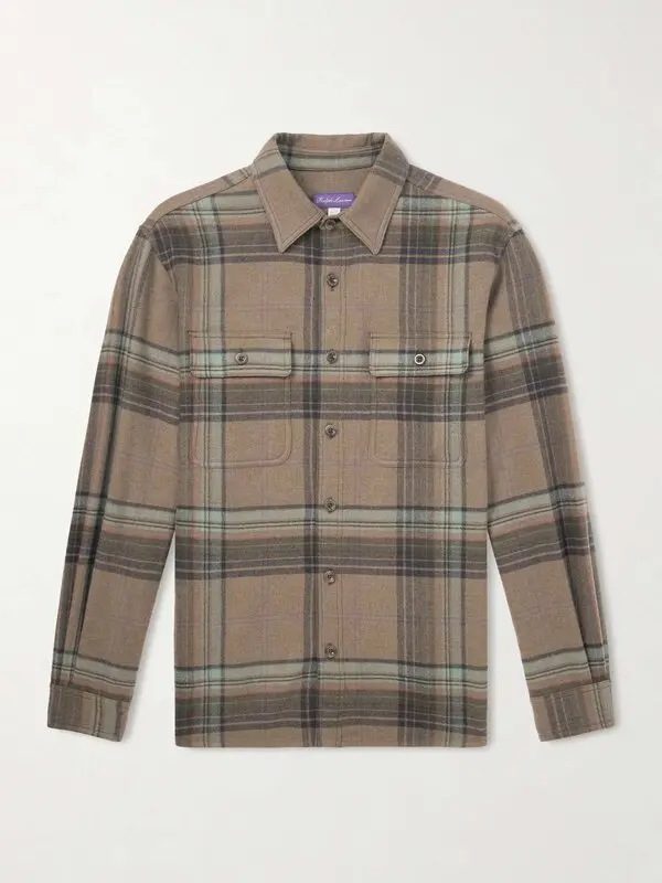 Ralph Lauren Purple Label Checked Wool And Cashmere-blend Flannel Overshirt