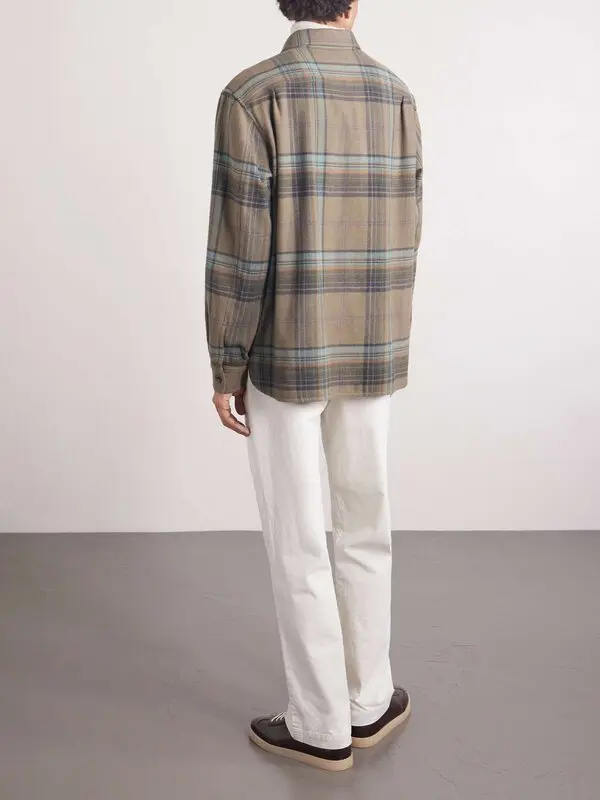 Ralph Lauren Purple Label Checked Wool And Cashmere-blend Flannel Overshirt