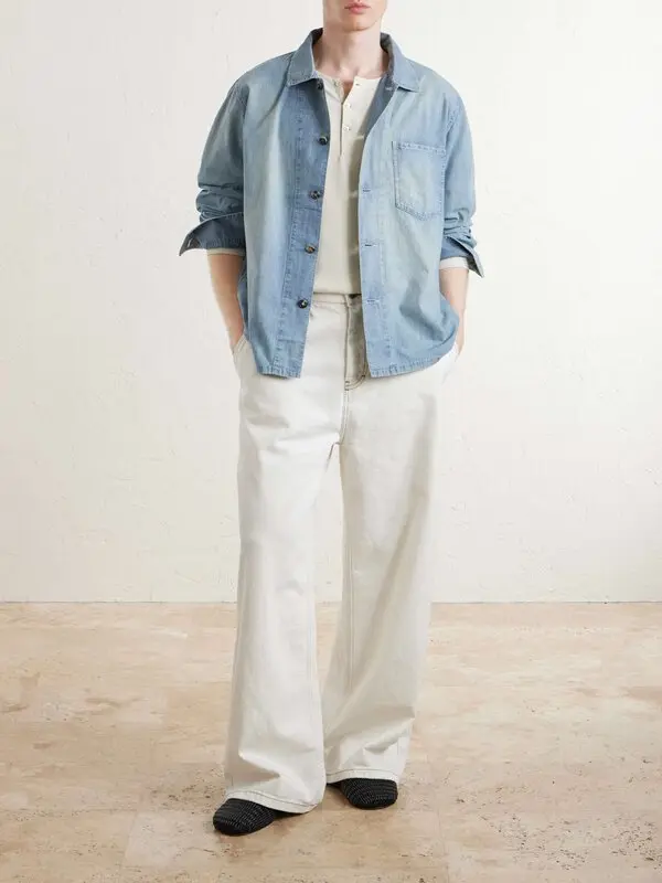 JW Anderson Slant Logo-appliquéd Panelled Denim Shirt