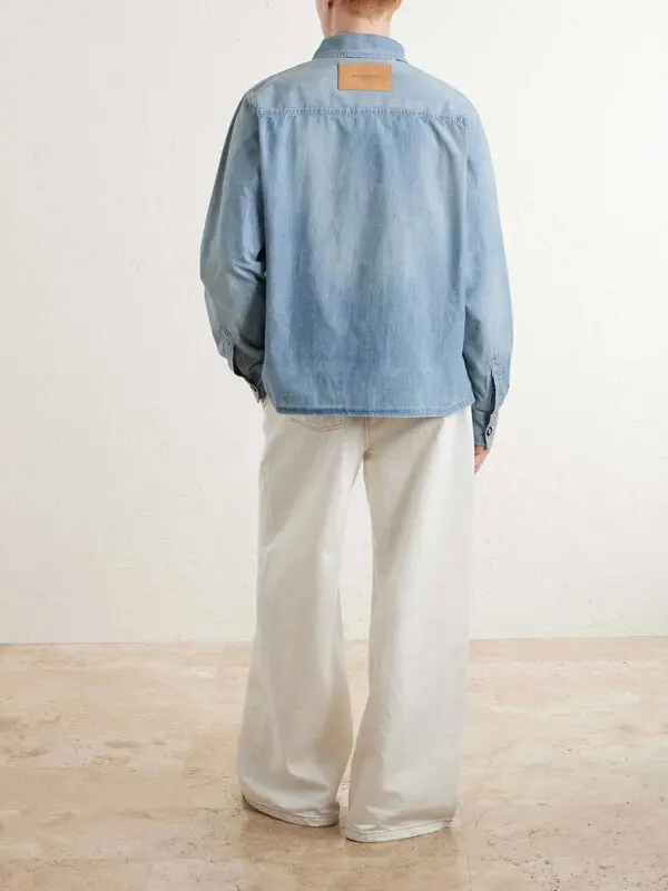 JW Anderson Slant Logo-appliquéd Panelled Denim Shirt