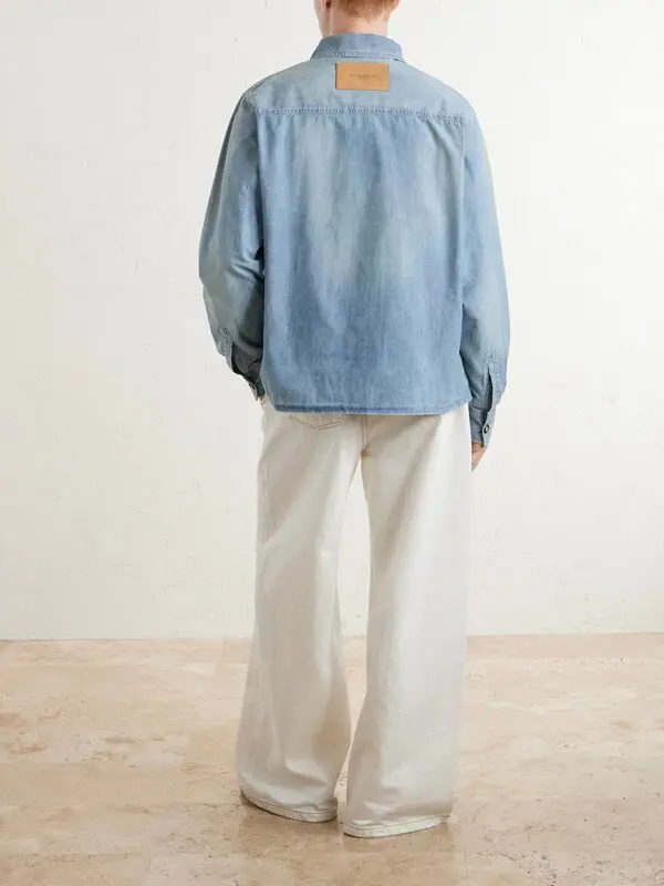 JW Anderson Slant Logo-appliquéd Panelled Denim Shirt