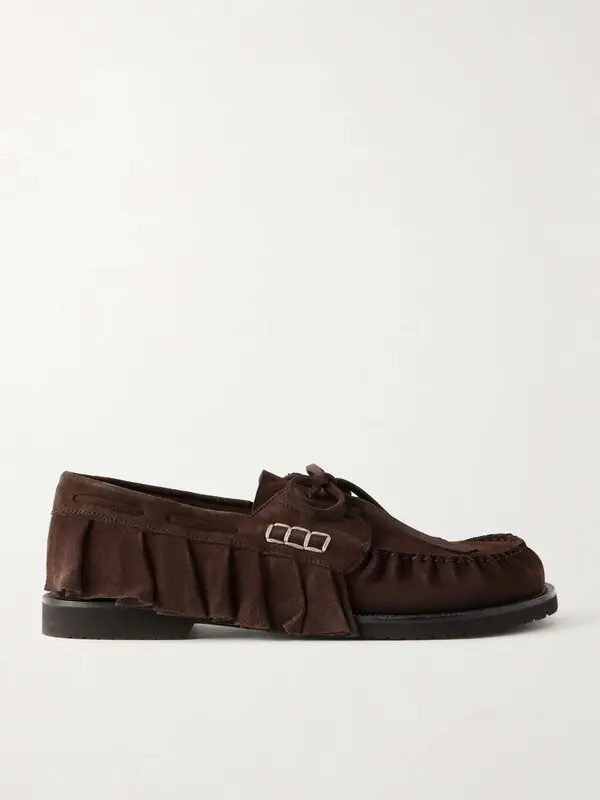 JW Anderson Ruffle Suede Boat Shoes