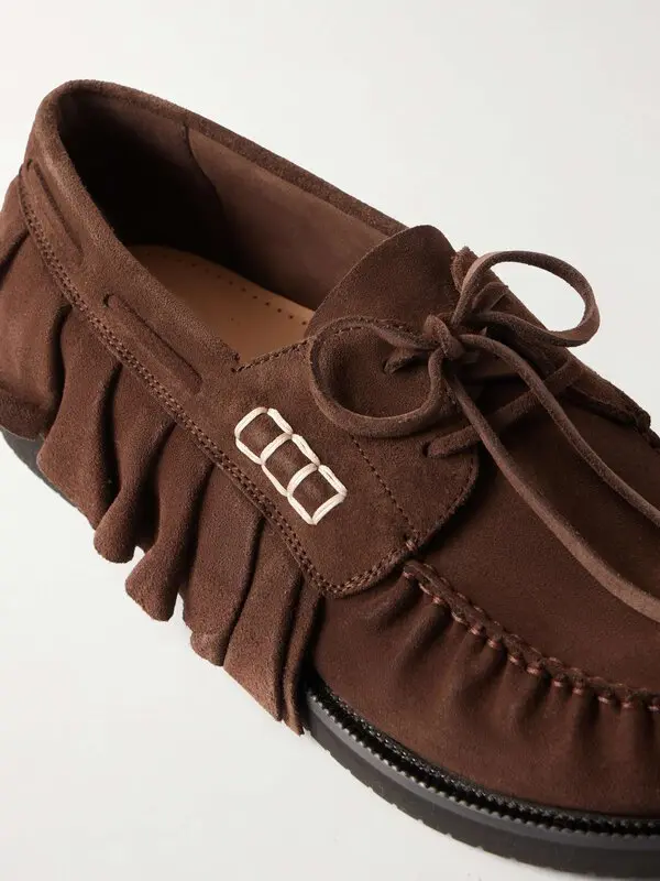 JW Anderson Ruffle Suede Boat Shoes