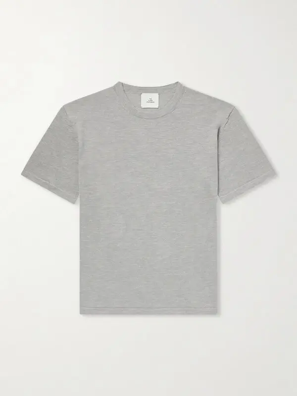THE ELDER STATESMAN Lenny Ribbed Wool, Silk And Linen-blend T-shirt - Gray