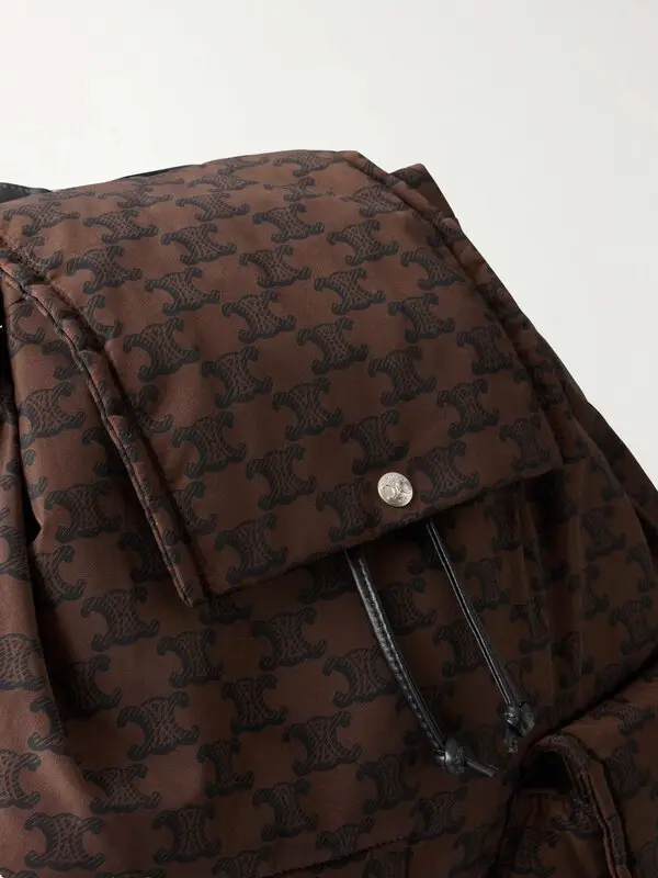 Celine Leather-trimmed Logo-print Shell Backpack