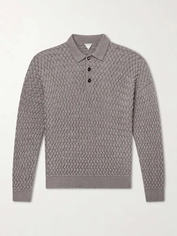 Bottega Veneta Intrecciato Wool Polo Sweater