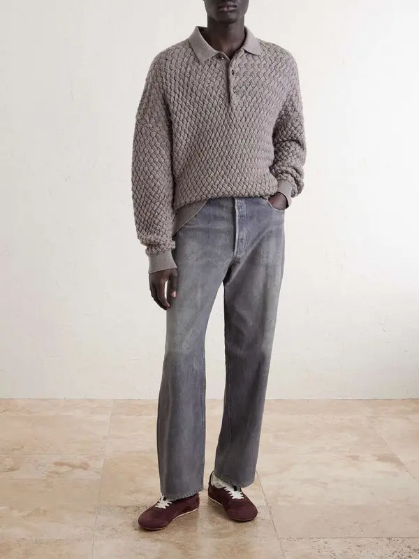 Bottega Veneta Intrecciato Wool Polo Sweater