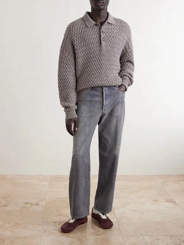 Bottega Veneta Intrecciato Wool Polo Sweater