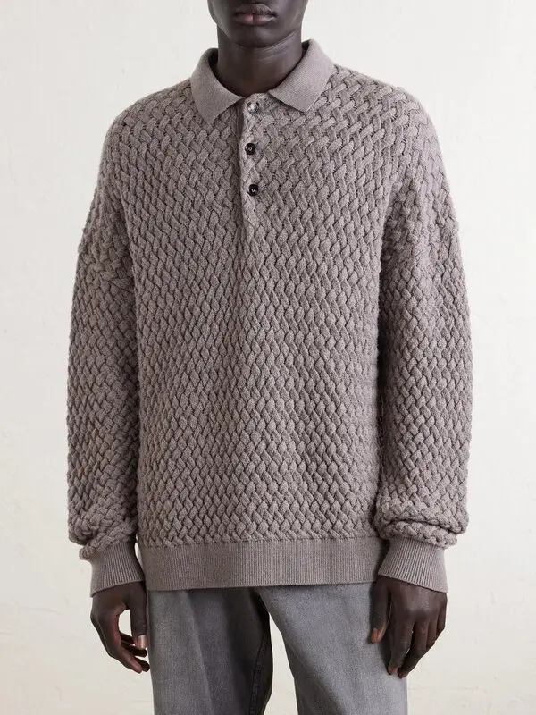 Bottega Veneta Intrecciato Wool Polo Sweater