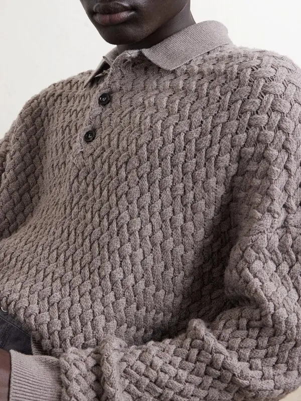 Bottega Veneta Intrecciato Wool Polo Sweater