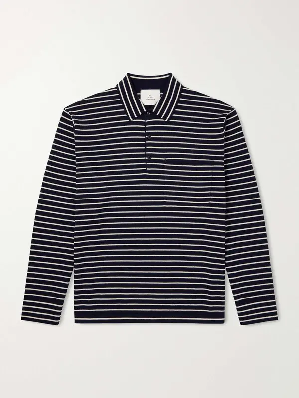 THE ELDER STATESMAN Striped Cashmere Polo Shirt