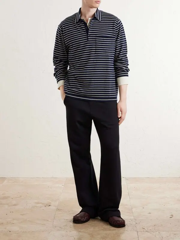 THE ELDER STATESMAN Striped Cashmere Polo Shirt