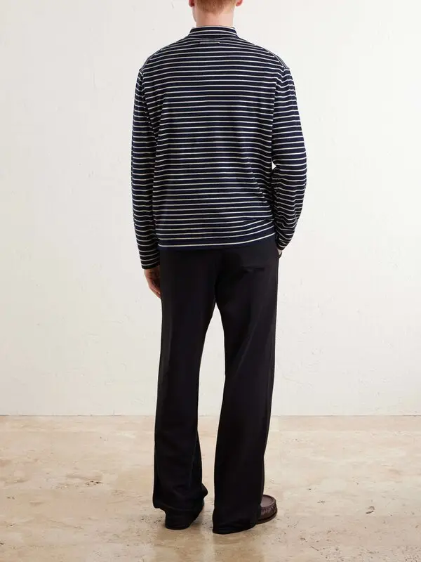 THE ELDER STATESMAN Striped Cashmere Polo Shirt