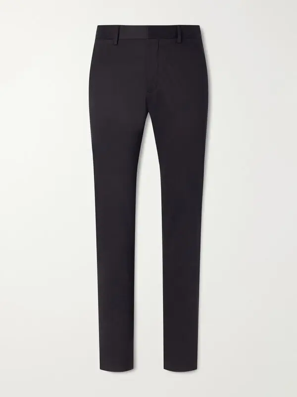 Zegna Straight-leg Stretch Cotton-twill Trousers - Black