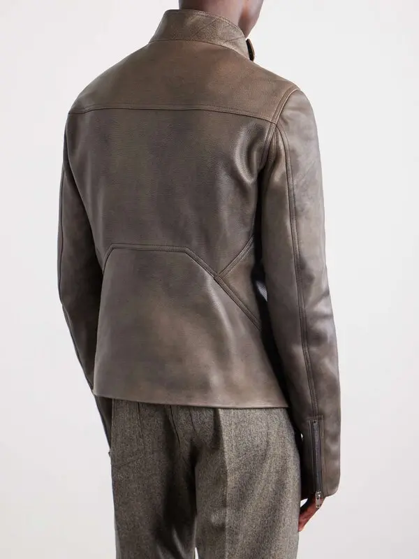 Rick Owens Release Panelled Full-grain Leather Jacket