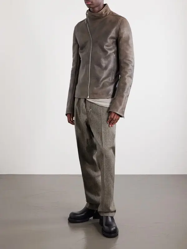 Rick Owens Release Panelled Leather Biker Jacket