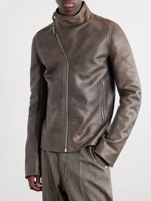 Rick Owens Release Panelled Leather Biker Jacket
