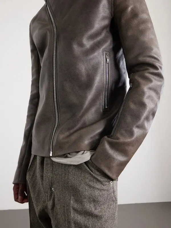 Rick Owens Release Panelled Leather Biker Jacket